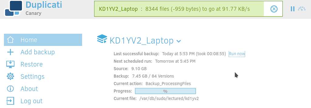 File size remaining goes negative - Support - Duplicati
