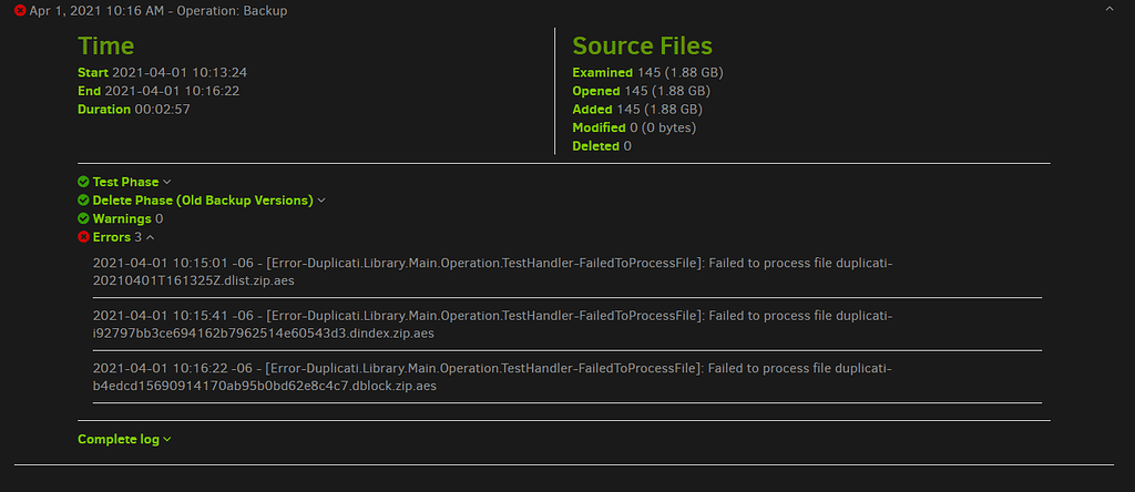 S3 Glacier File verification fails - Support - Duplicati