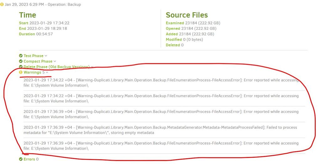 Error reported while accessing file on Windows 11 - Support - Duplicati