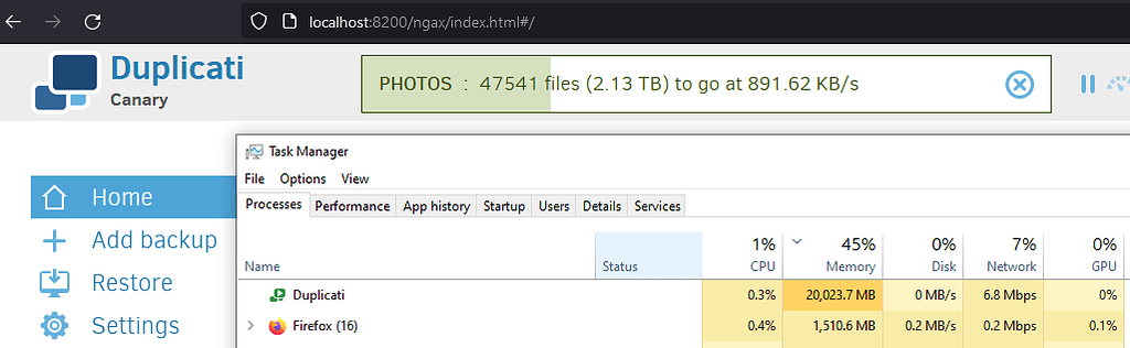STORJ memory leak and very slow upload - Support - Duplicati