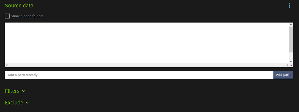 Source Data Folder Path not showing anything - Support - Duplicati