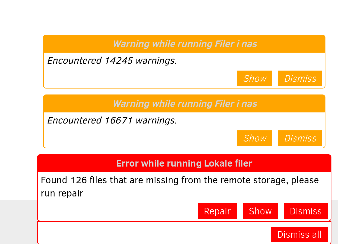 A lot of errors and warnings - Support - Duplicati