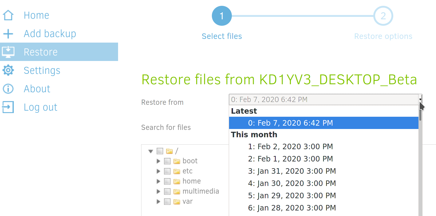 Restore newest is 2 weeks old; later backups empty - Support - Duplicati